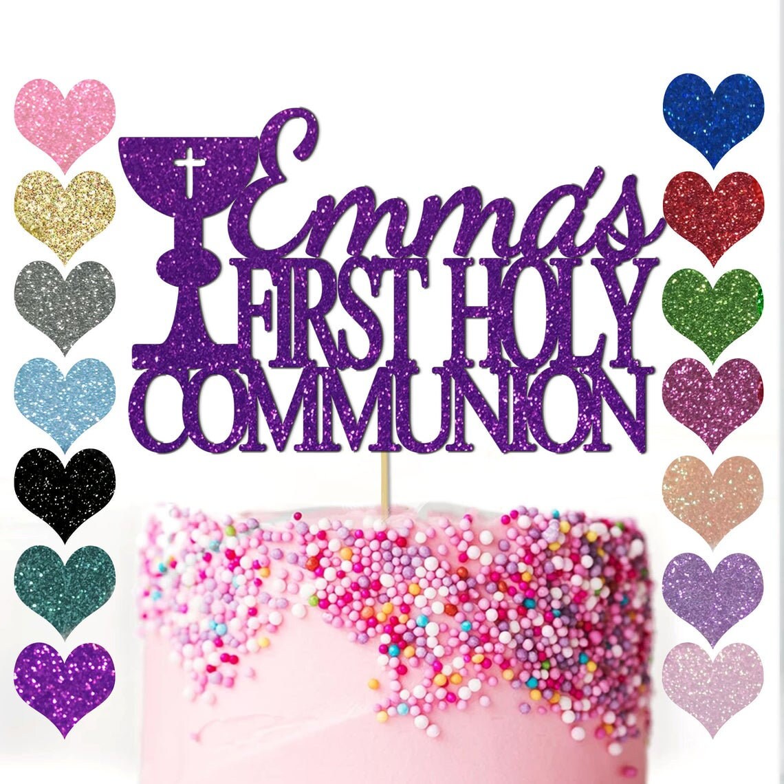 Personalised Custom Glitter Happy Communion Party Decoration | Etsy