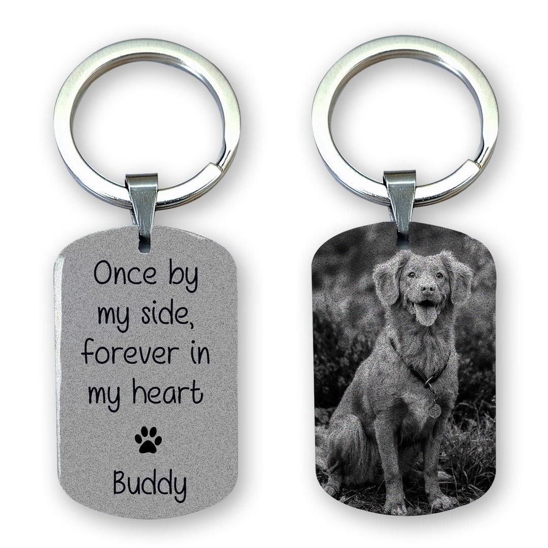 Personalised Pet Memorial Photo Engraving Keyring - Cat Dog Pet Loss ...