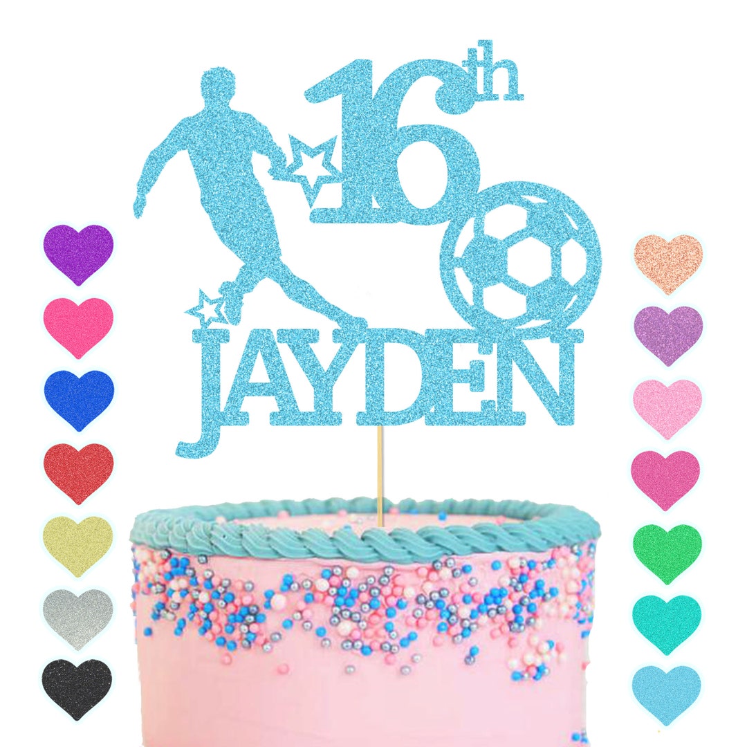 Personalised Football Theme Cake Topper Custom Glitter Happy - Etsy
