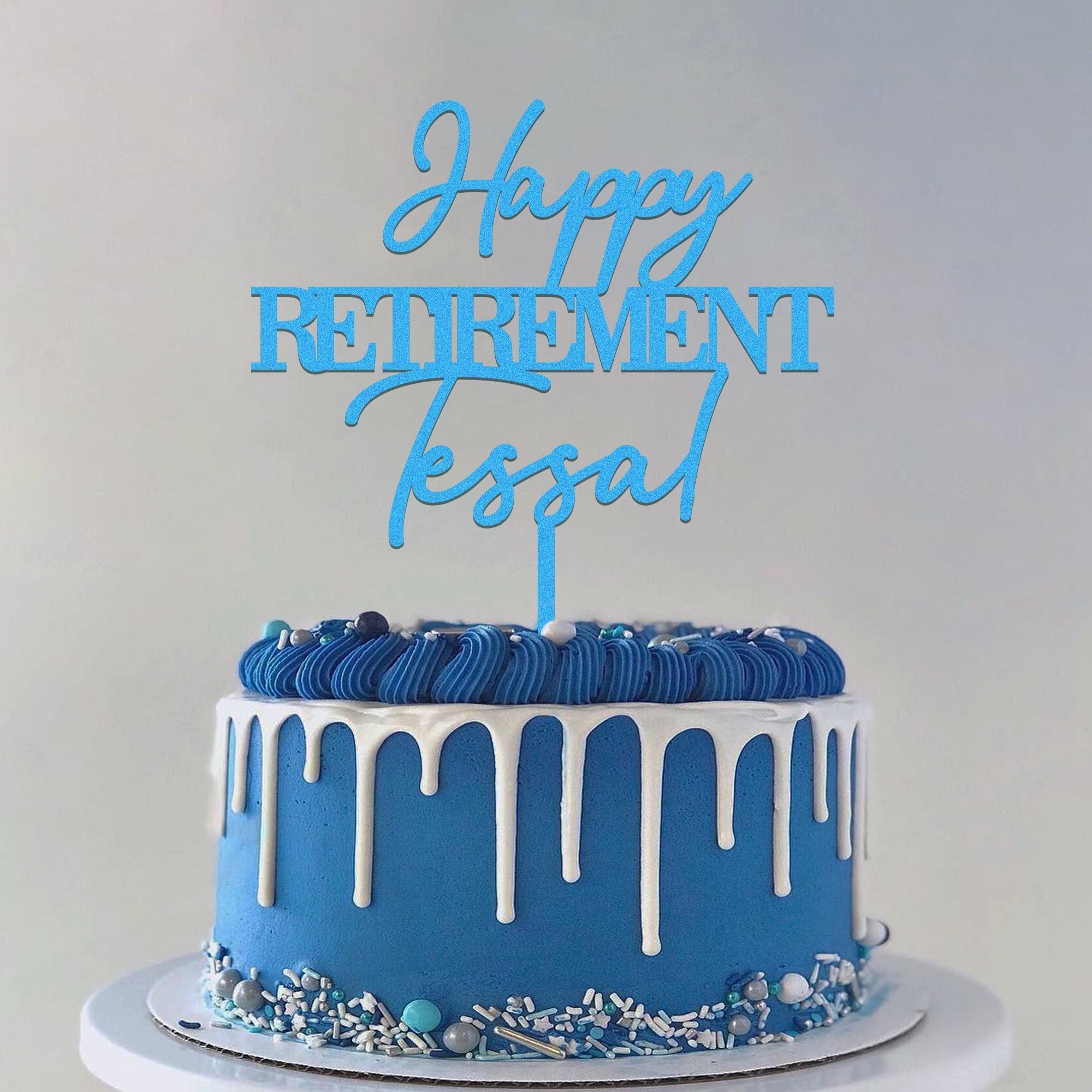 Personalized Happy Retirement Cake Topper Gift, Rustic Wooden Cake ...