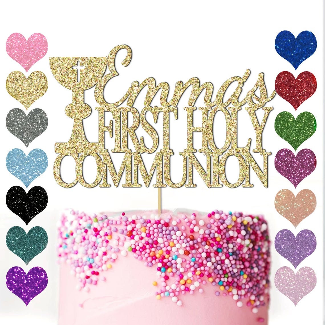 Personalised Custom Glitter Happy Communion Party Decoration | Etsy