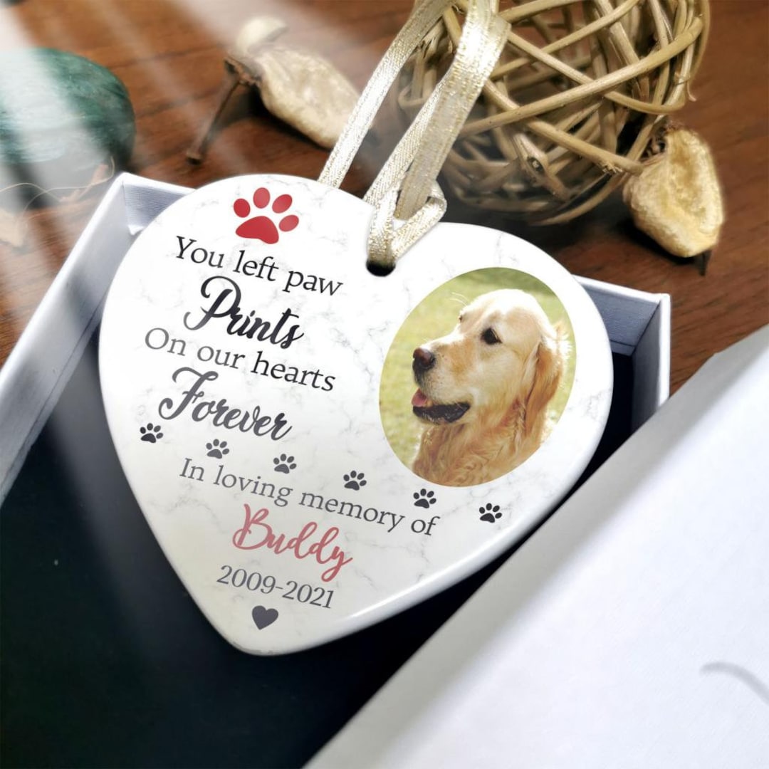 Personalised Photo Dog Memorial Bauble Christmas Decoration Ceramic ...