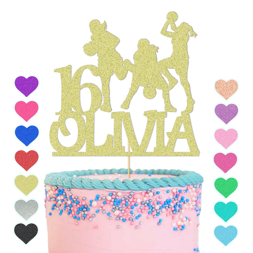 Personalised NETBALL Cake Topper Custom Glitter Happy Birthday Party ...