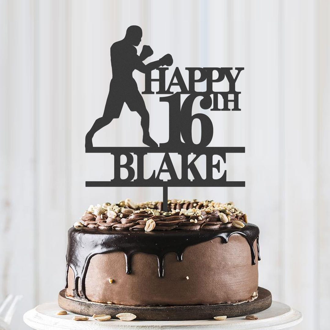 Personalized Boxer Birthday Cake Topper, Custom Rustic Wood Topper for ...