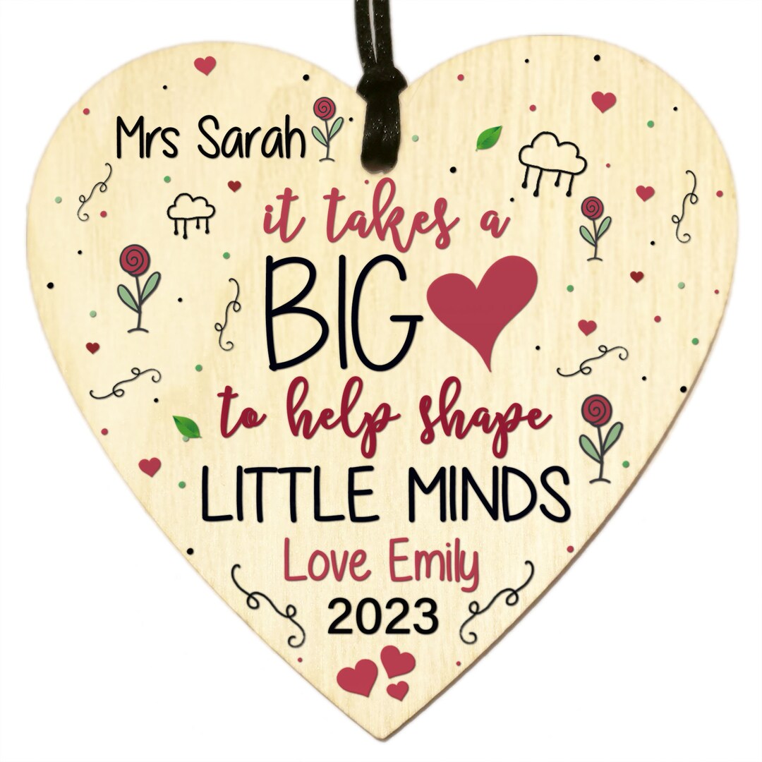Personalised Thank You Teacher Gifts Wooden Heart Plaque End - Etsy