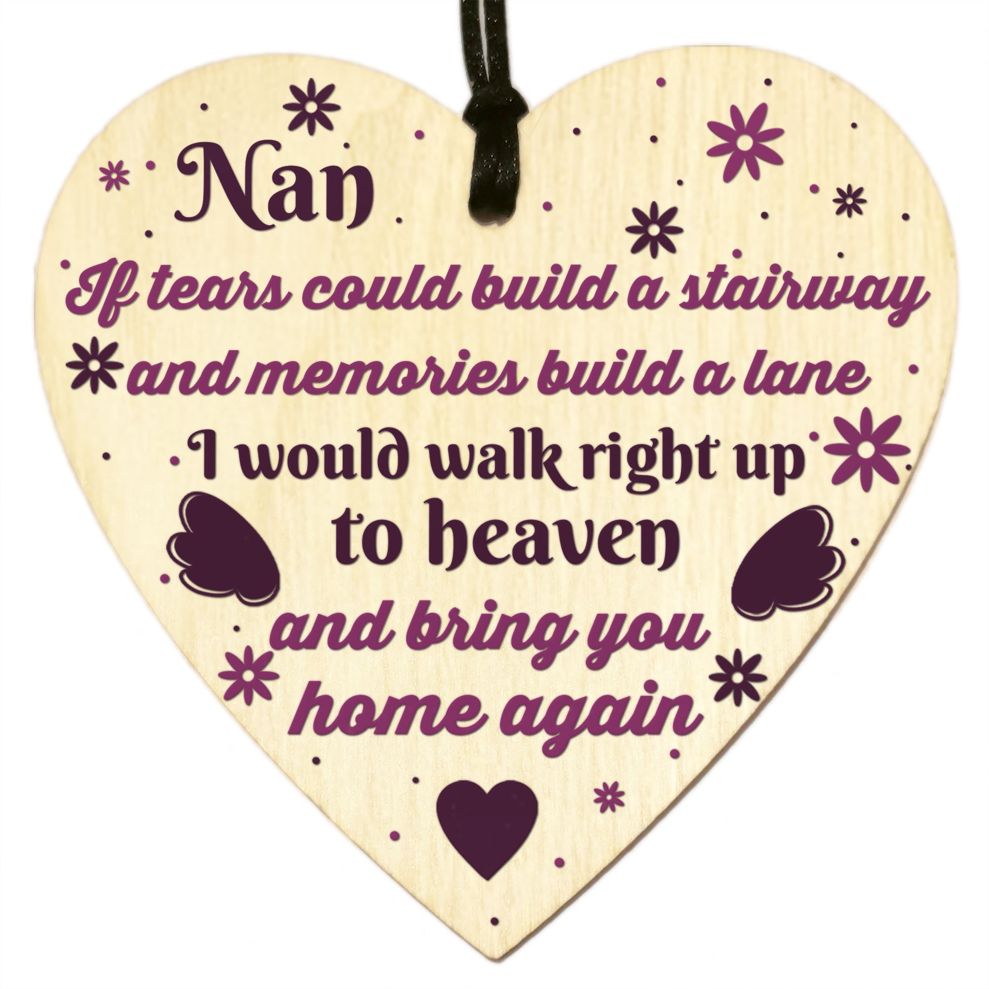 Nan in Heaven Hanging Wooden Heart Sign Plaque Memorial Gifts | Etsy