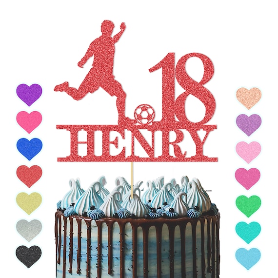 Personalised Football Theme Cake Topper Custom Glitter Happy - Etsy
