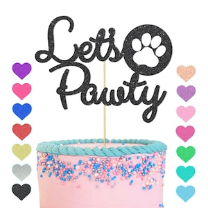 Lets Pawty Glitter Happy Birthday Dog Cat Pets Lover Party Decoration ...