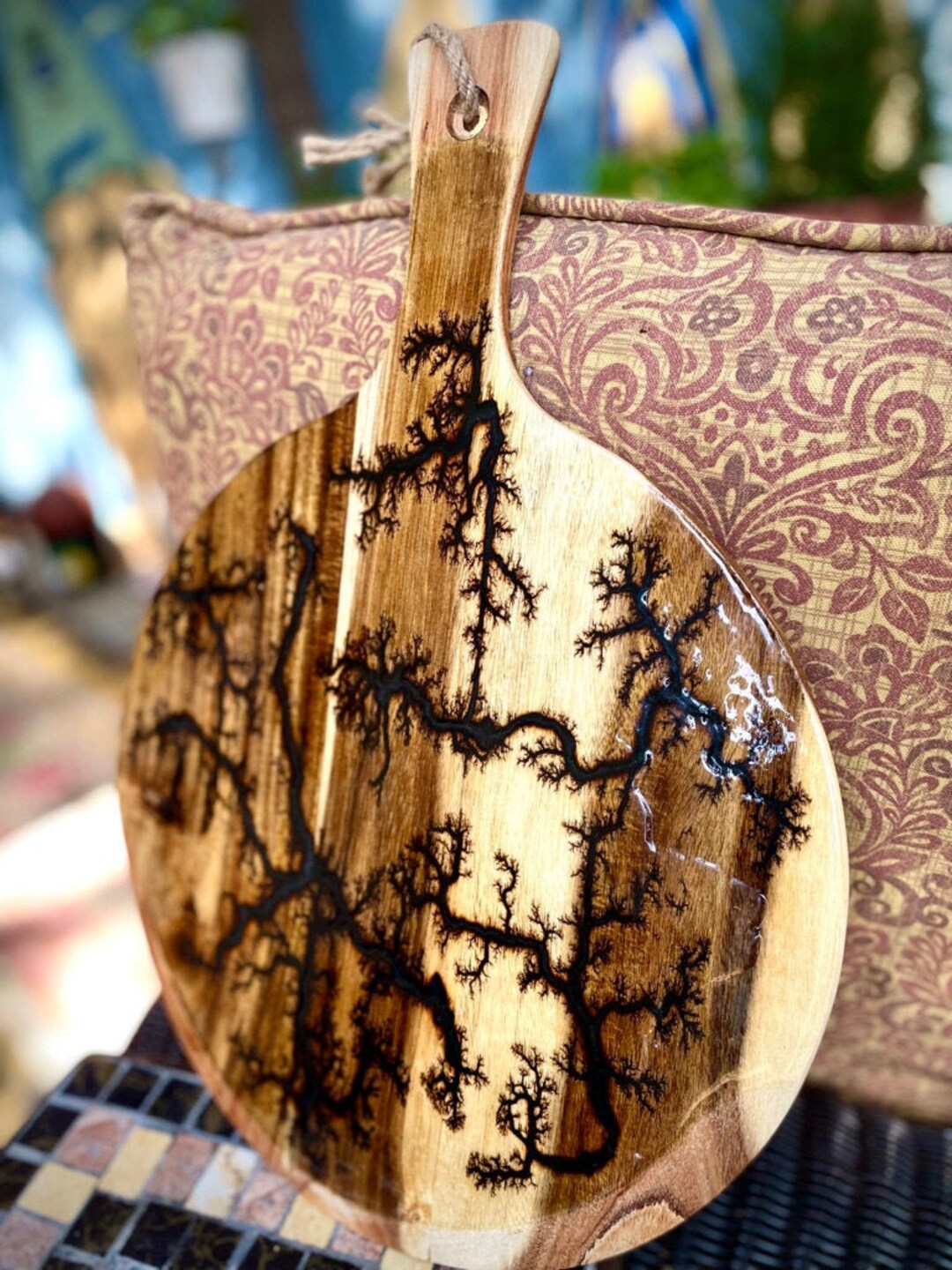 Natural Fractal Wood Burned Pizza Serving Platter - Cheese ...