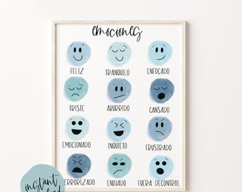 Feelings Alphabet Emotions Printable Poster Chart for Kids Teens ABC ...
