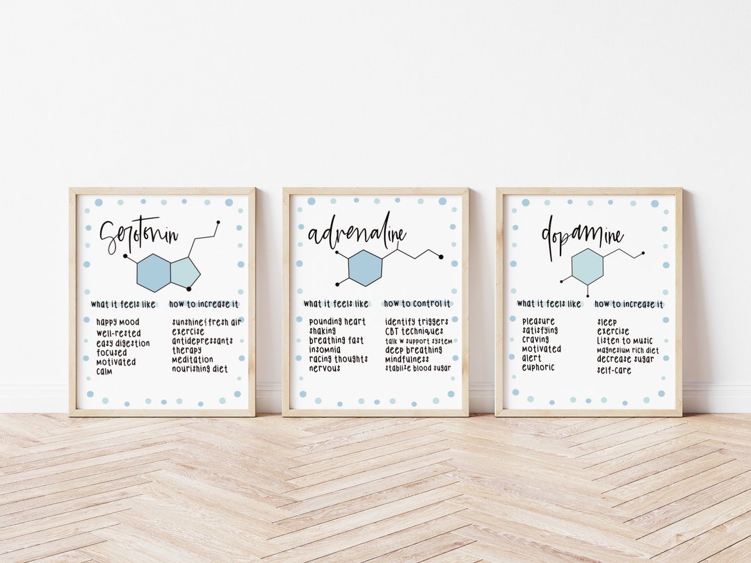 Brain Set . Dopamine Serotonin . Mental Health Poster . Psychology ...