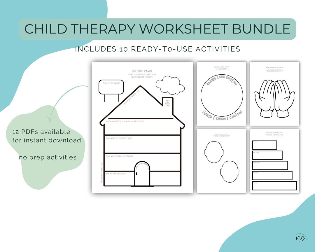 Mental Health Worksheet Bundle . Child Therapist . Social Worker ...