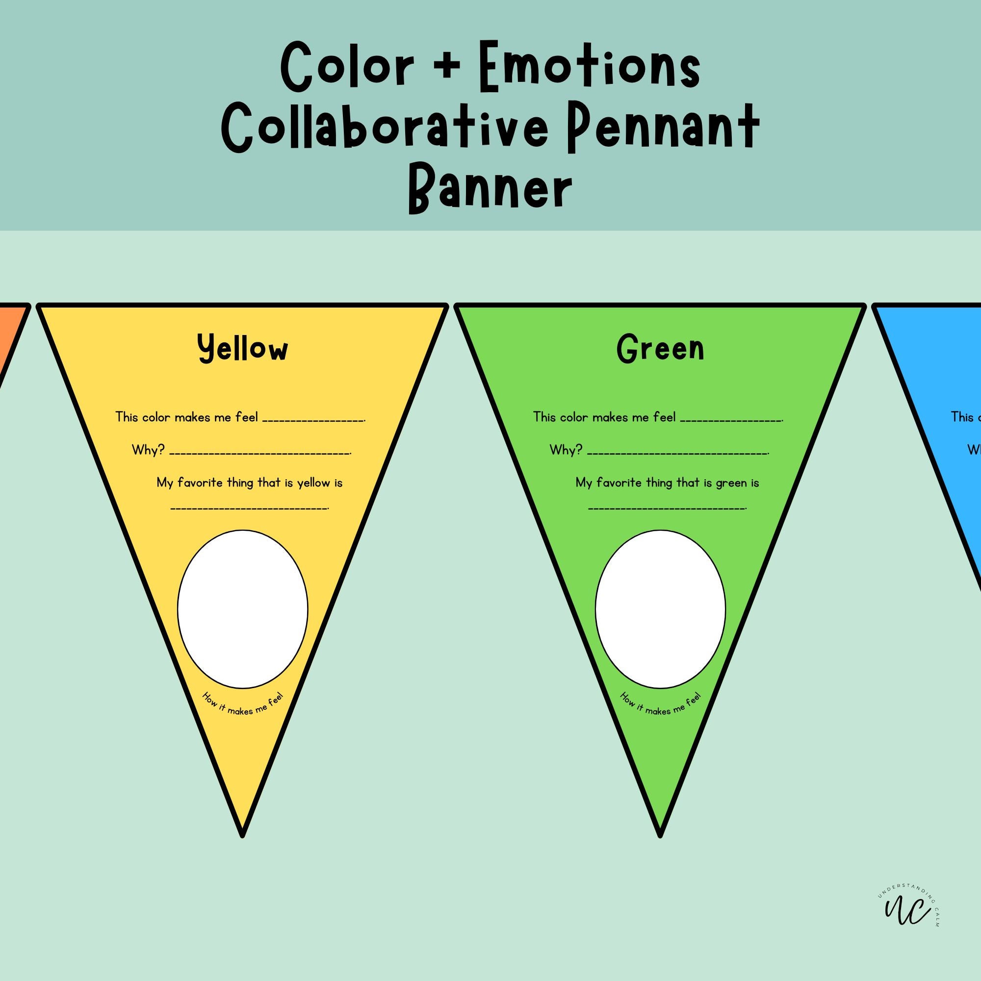 Colors + Emotions Collaborative Pennant Banner. Social Emotional ...