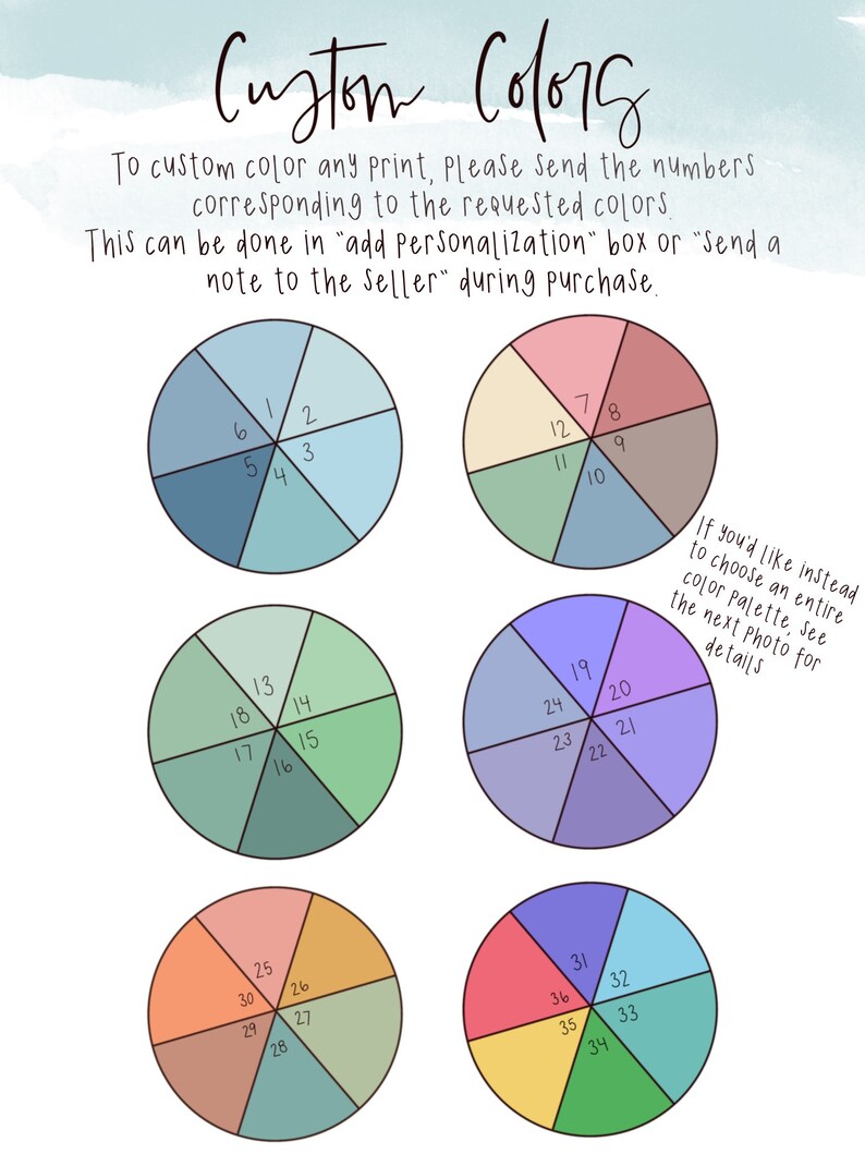 ADD ON . Custom Colors . Personalized . Color Palette . | Etsy