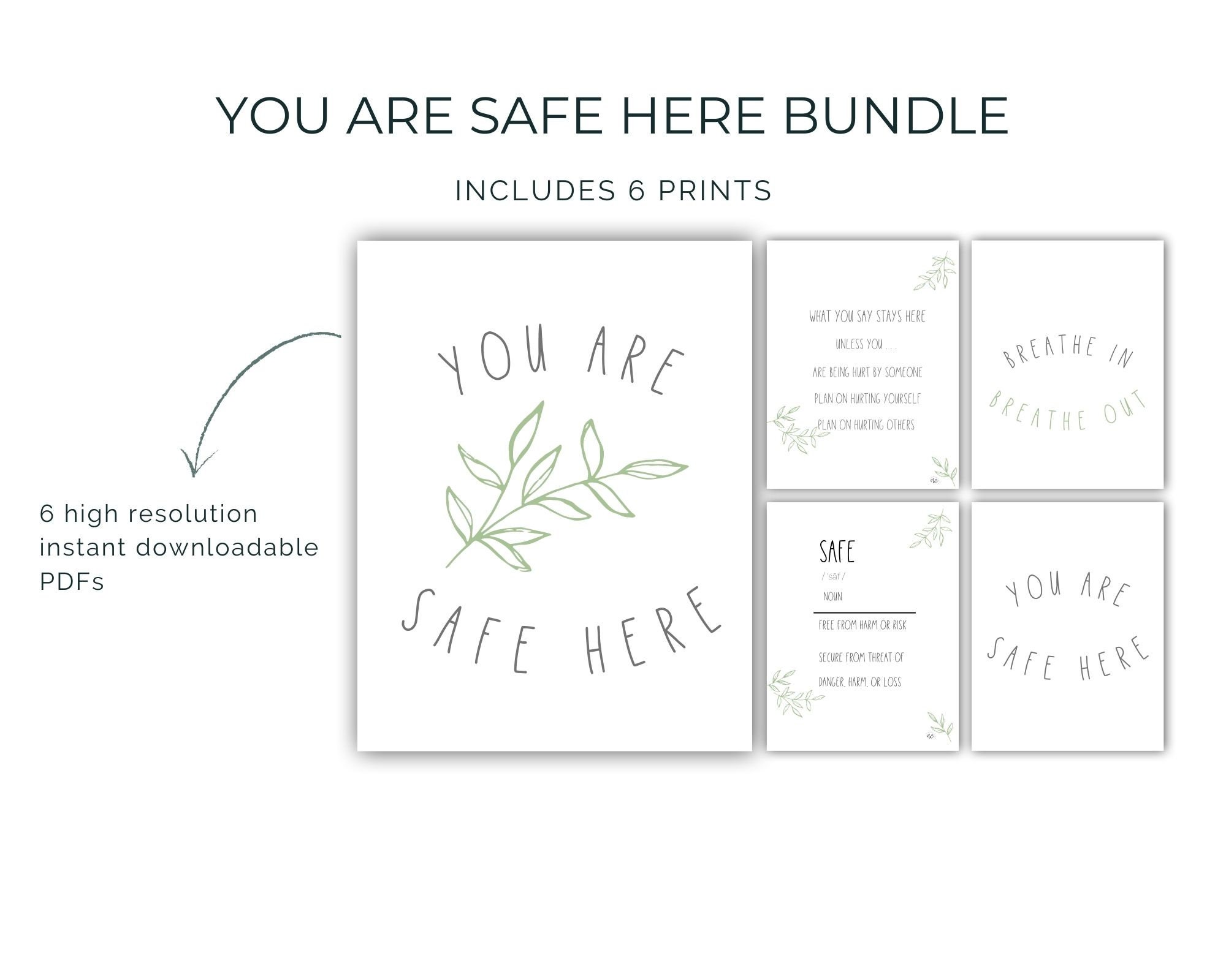 Safe Space Bundle . Mental Health Poster . Therapy . School Counselor ...