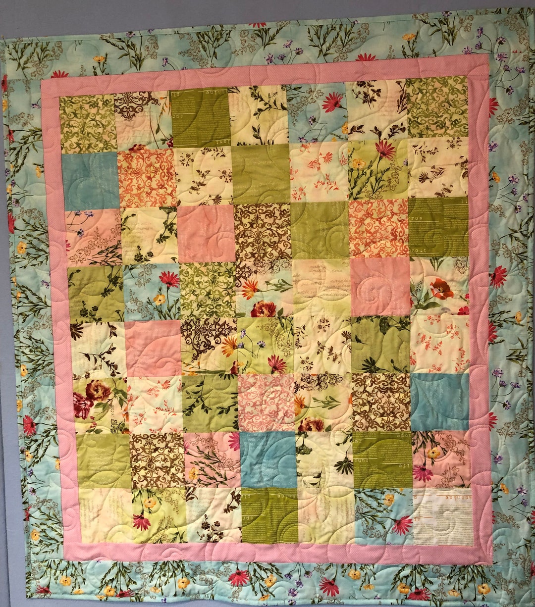 Love Notes Quilt: Floral Handmade Quilted Throw - Etsy