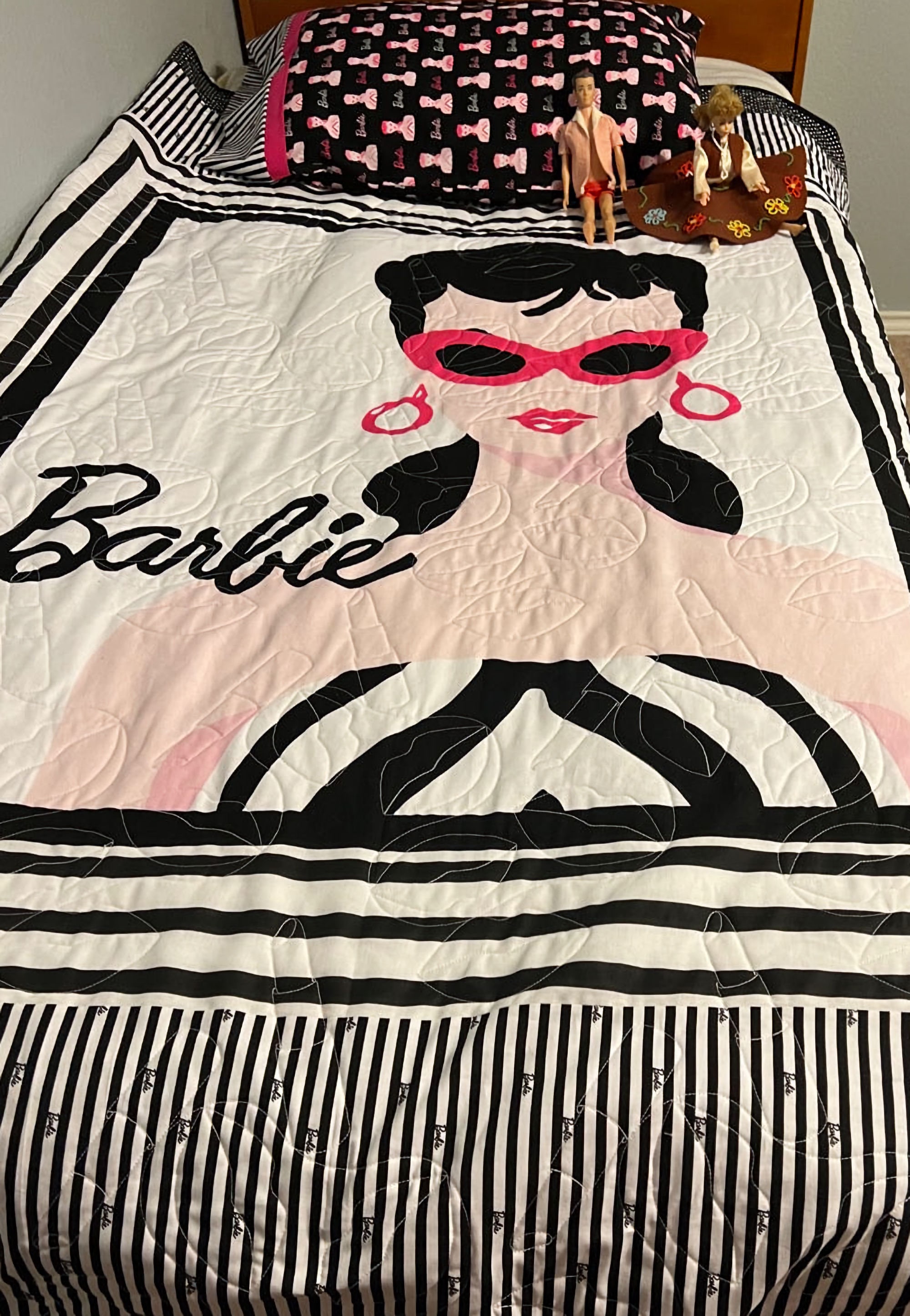 Barbie Quilt/barbie Twin Size Quilt/retro Quilt, Gift, Blanket, Throw ...