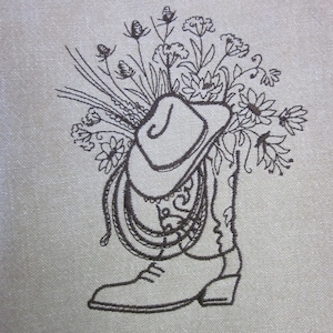 Embroidered Western Boot/boot and Flowers/embroidered Cowboy Boot and ...