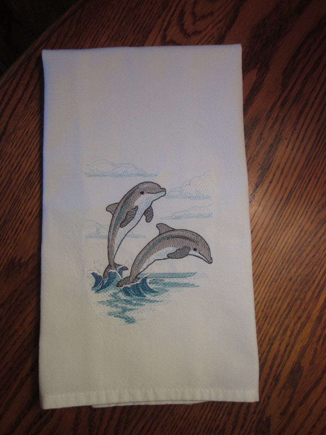 Dolphins Dish Towel/seaside Dolphins/leaping Dolphins/dolphins Kitchen ...