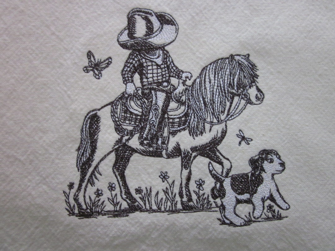 Fisherman Fred the Wrangler/cowboy and Dog/western Towel/cowboy Dish ...