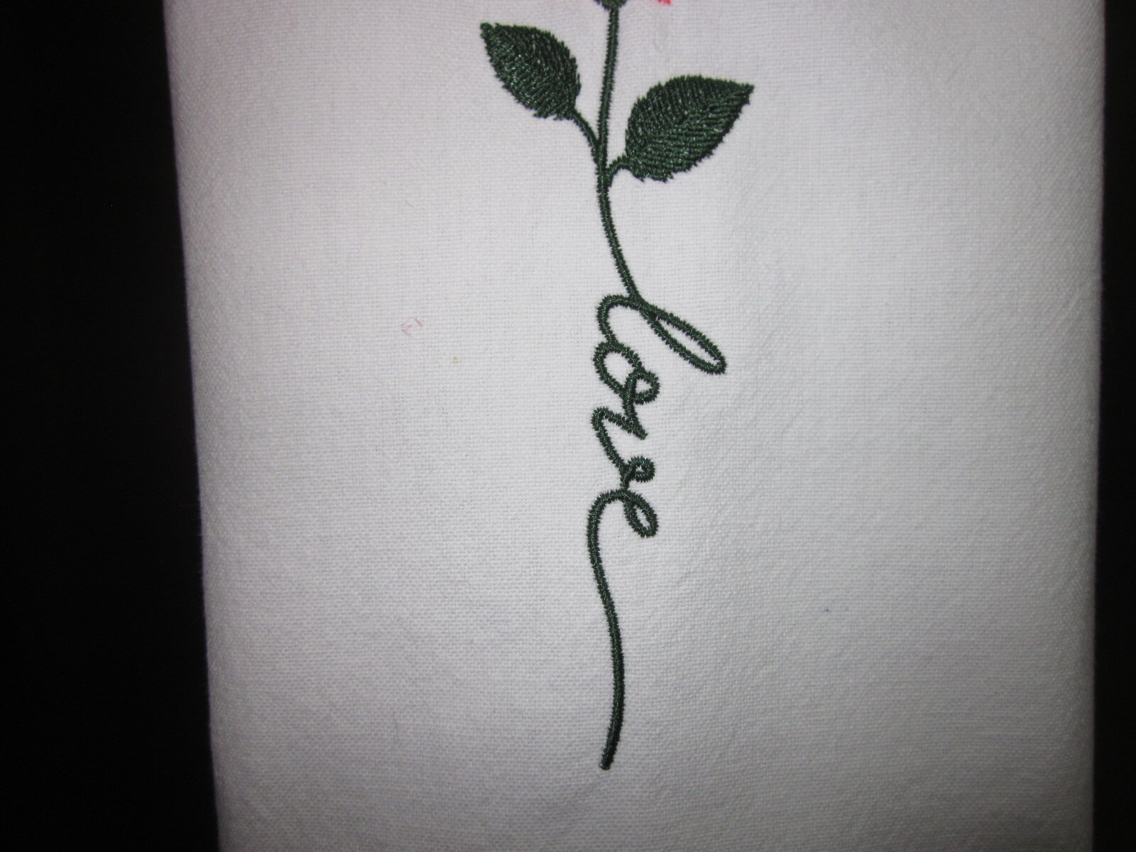 Embroidered Rose With Love Stem/valentine Rose/single - Etsy