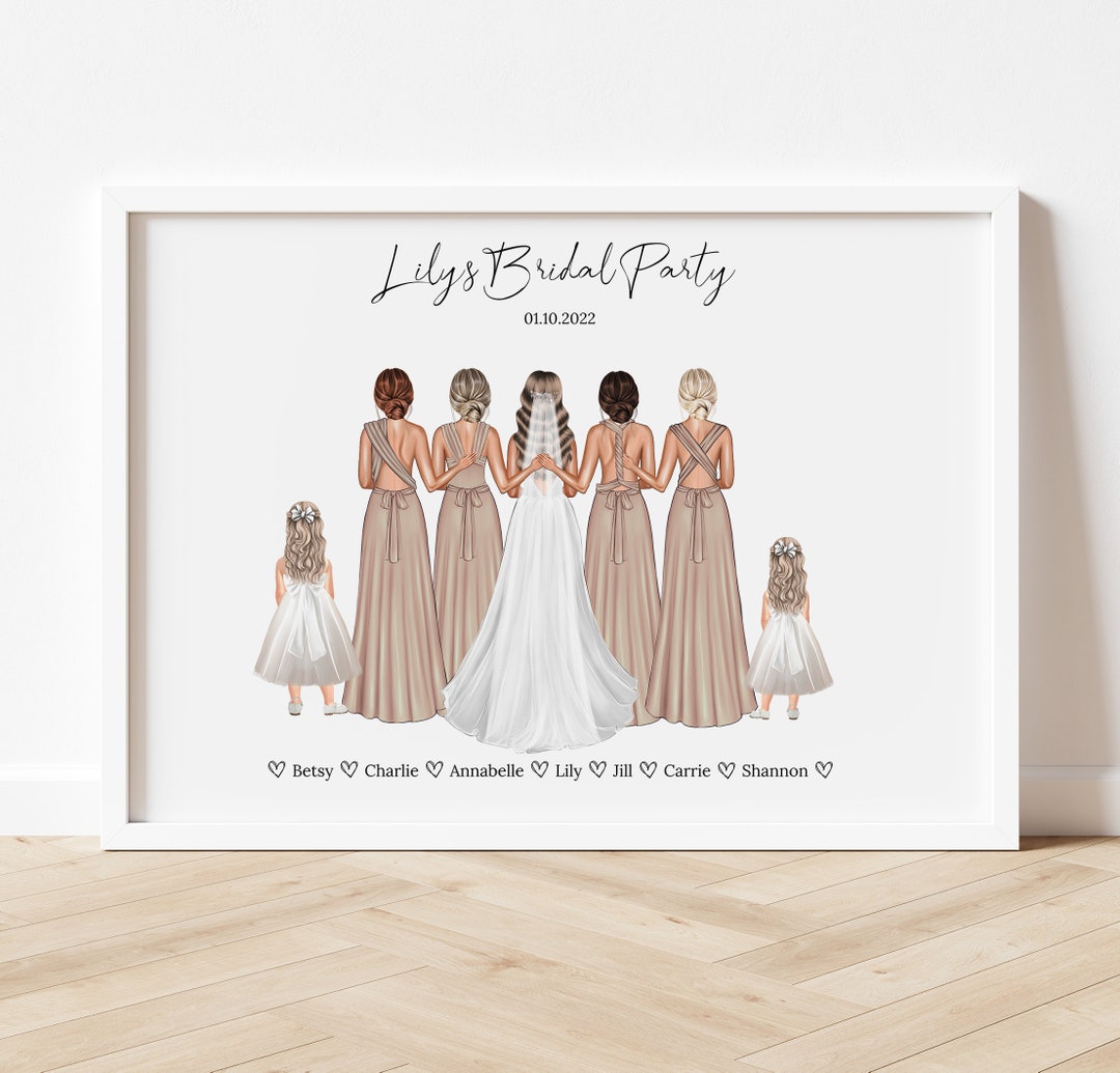 Personalised Wedding Gift, Bridesmaid Print, Bridesmaid Gift, Bridal ...