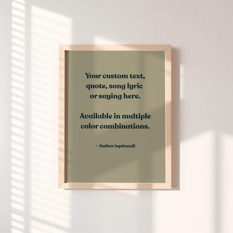 Personalised Quote Print, Custom Text Wall Art, Your Words Poster ...