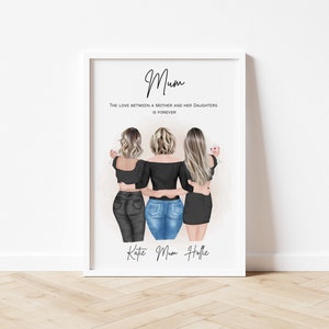 Personalised Mum and Daughter Print, Gift for Mum,birthday Gift Mother ...