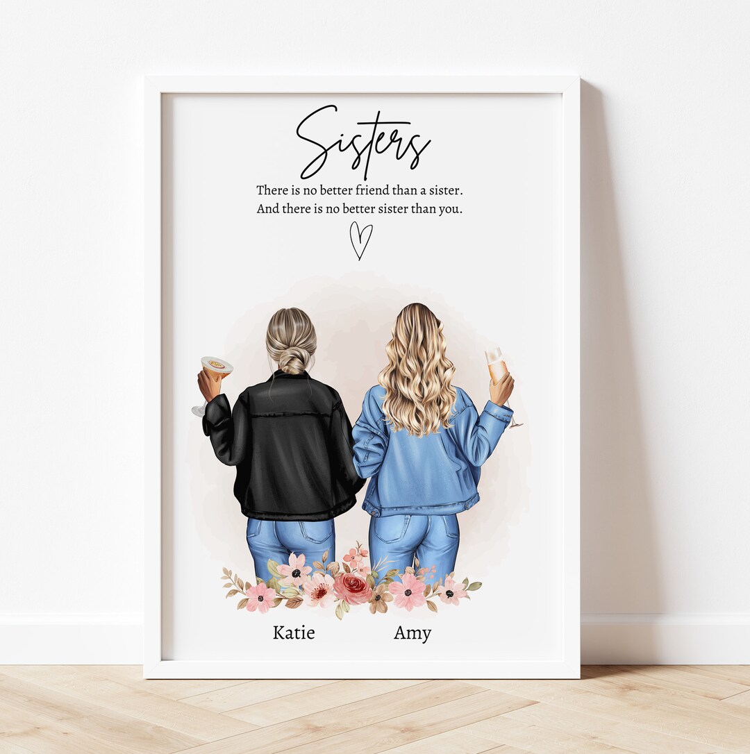 Personalised Sister Print, Watercolor Illustration Gift for Sister - Etsy