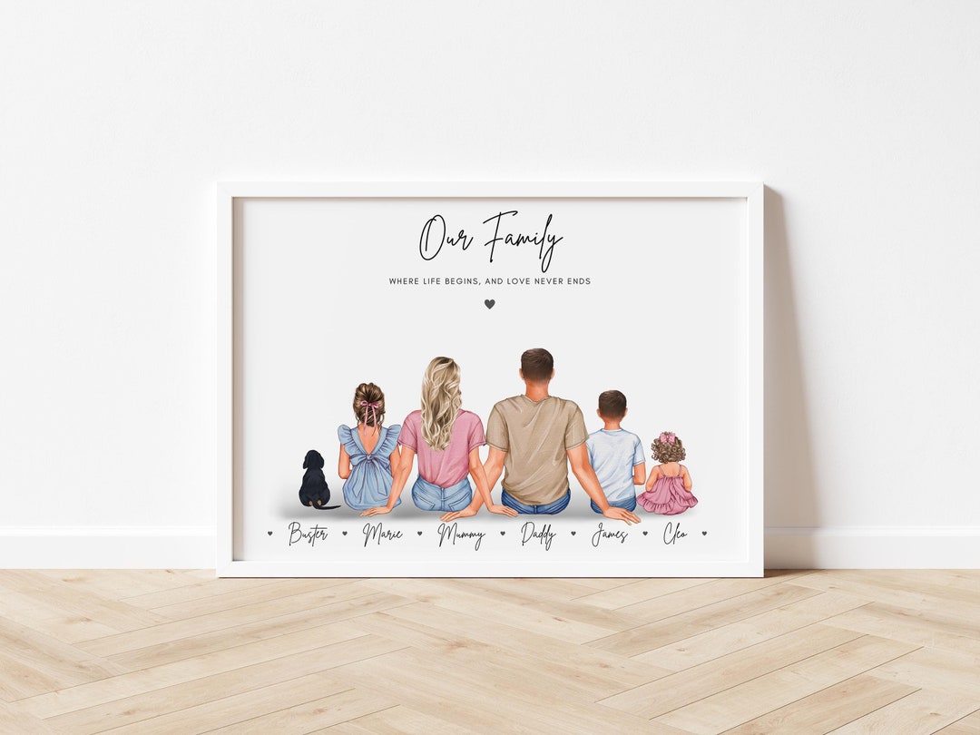 Personalised Family Print Gift for Christmas Family Portrait Print Gift ...