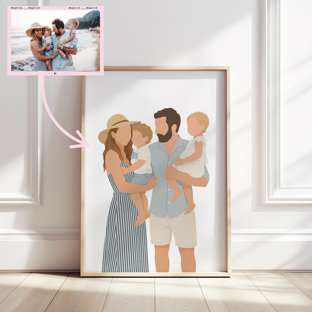 Custom Minimalist Faceless Portrait Personalised Photo to Art Minimal ...