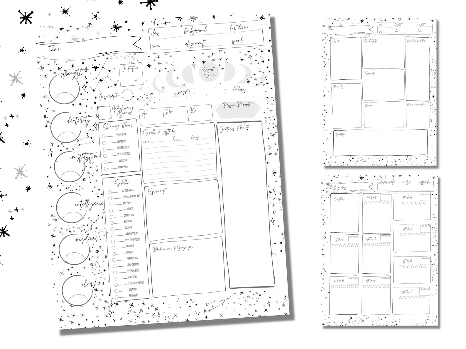 Starry Player Character Sheet | D&D 5e, Dnd Player Sheet, Printable Pdf ...
