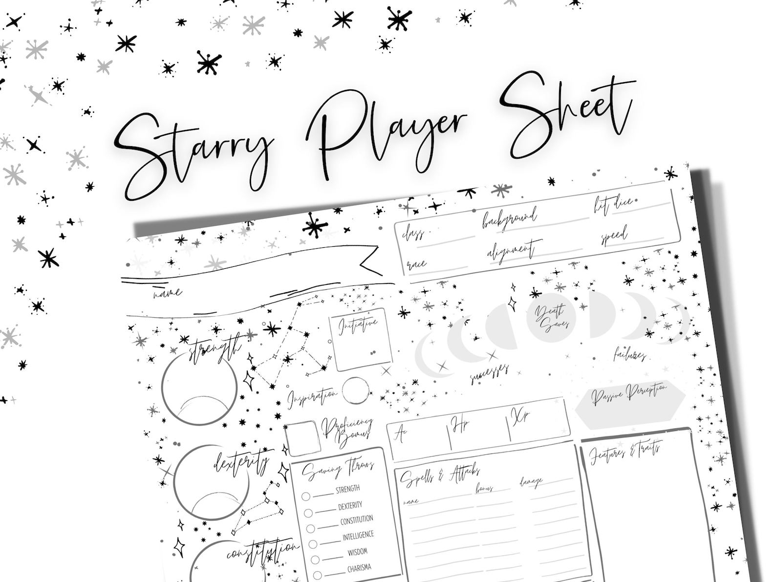 Starry Player Character Sheet | D&D 5e, Dnd Player Sheet, Printable Pdf ...