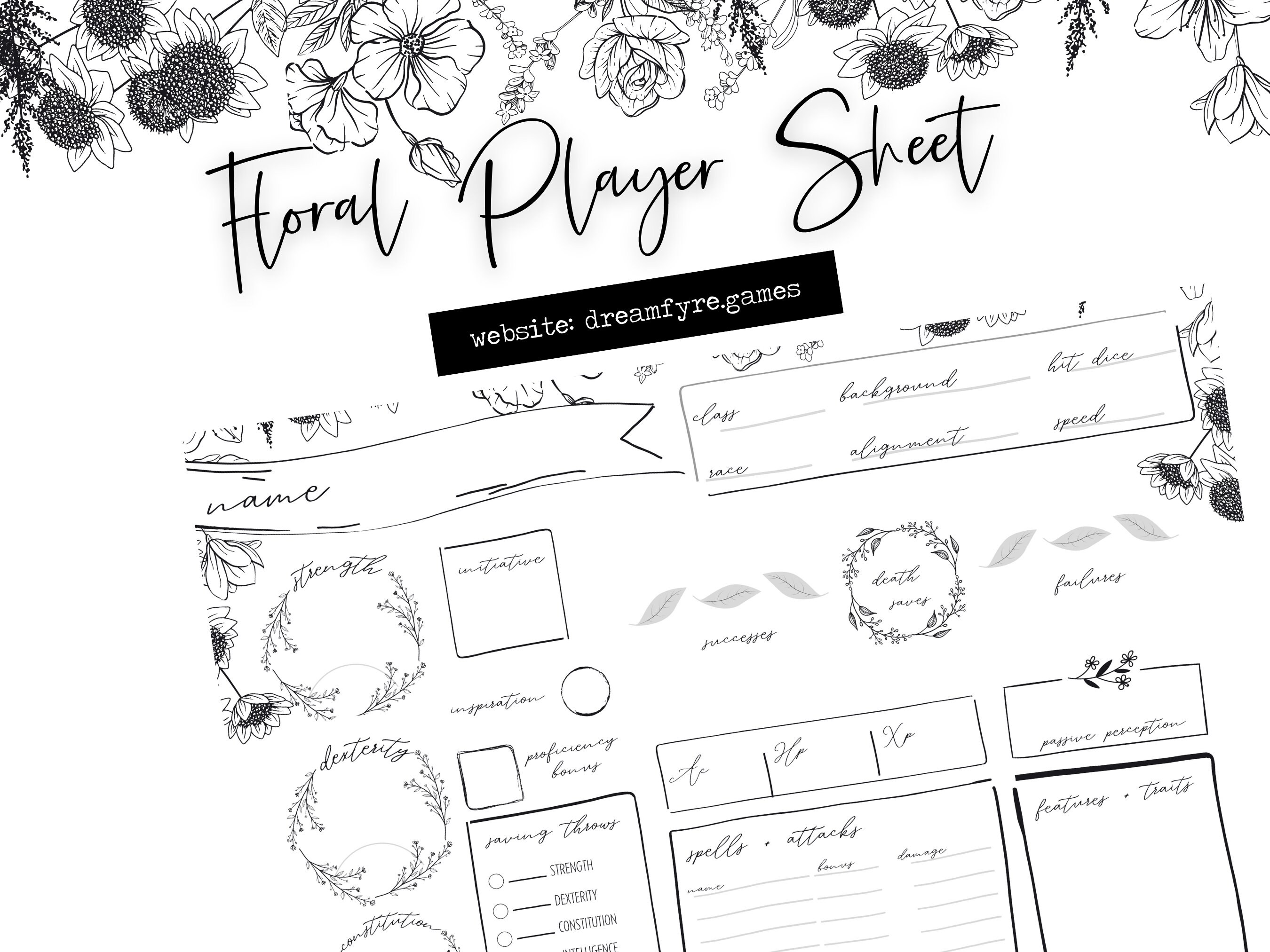 Floral Player Character Sheet D&D 5e Dnd Player Sheet - Etsy Australia