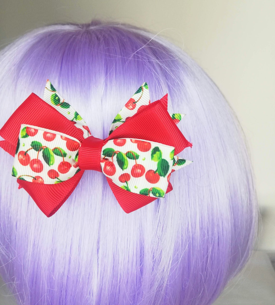 Cherry Hair Bows: Red Ribbon Hair Clips, Set of 2 - Etsy UK