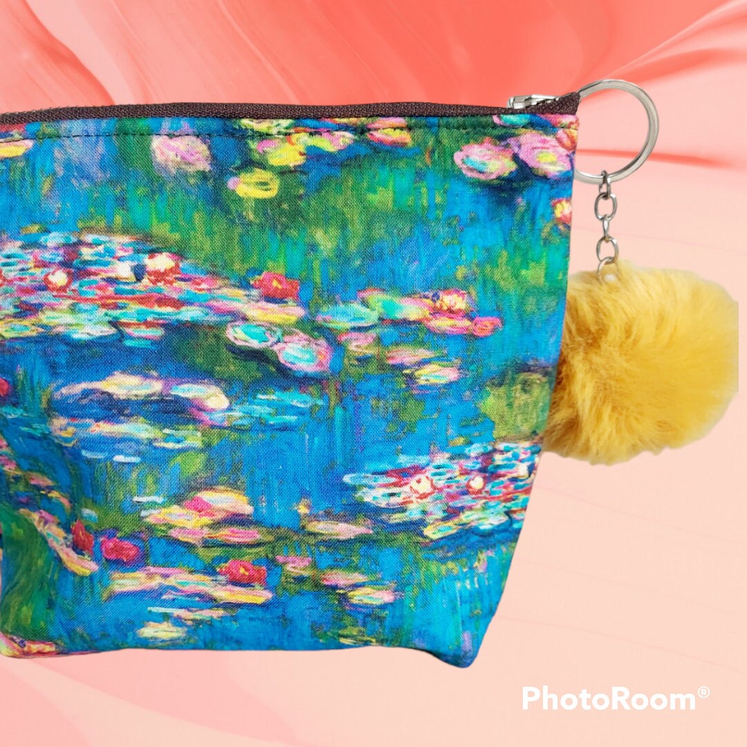Monet Water Colour Inspired Make up Cosmetics Bag With Fluffy Keyring ...
