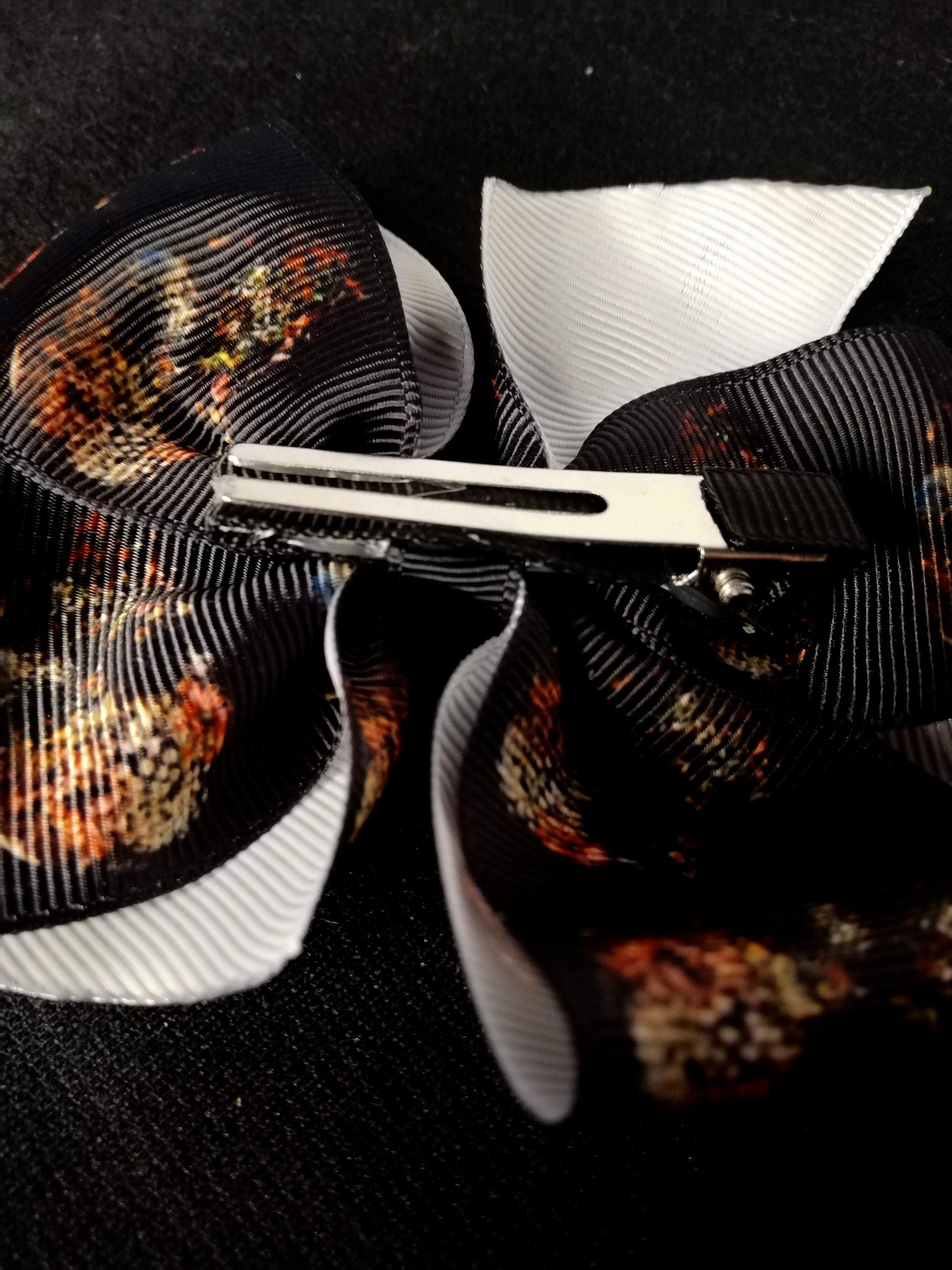 Floral Skull Hair Bow,Skull hair clip,horror hair bow,punk hair bow ...