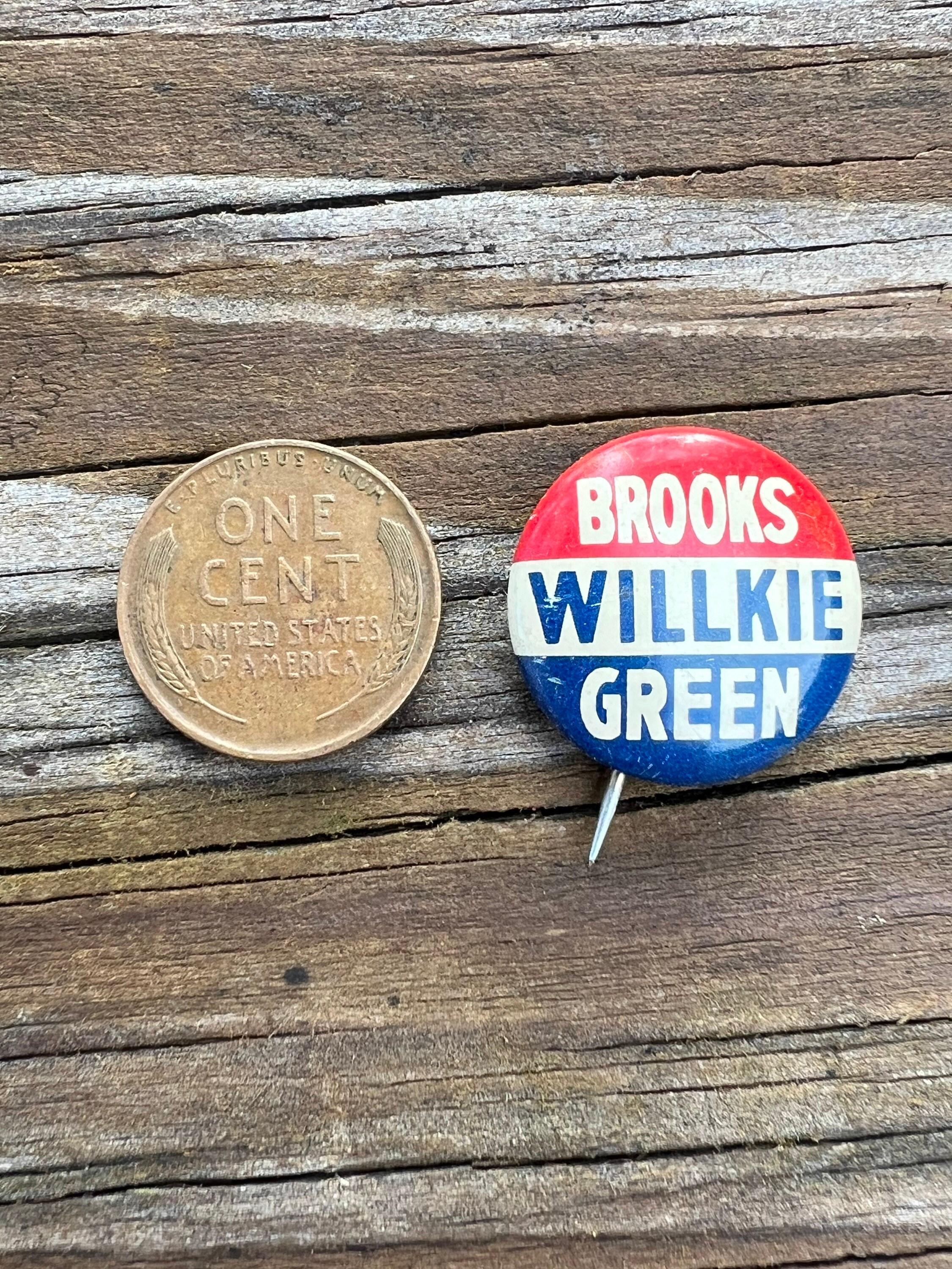 1940 Wendell Willkie, Brooks and Green Pin-back Political Pin ...
