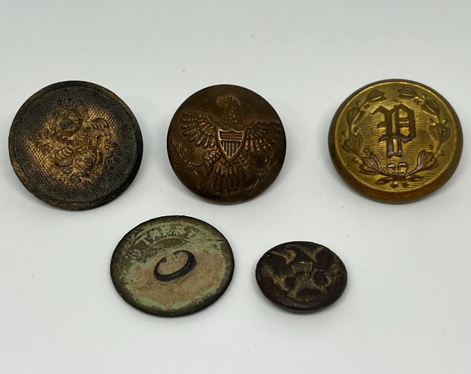 1800s - Early 1900s Button Lot. Civil War, Indian War, Police, Flat ...