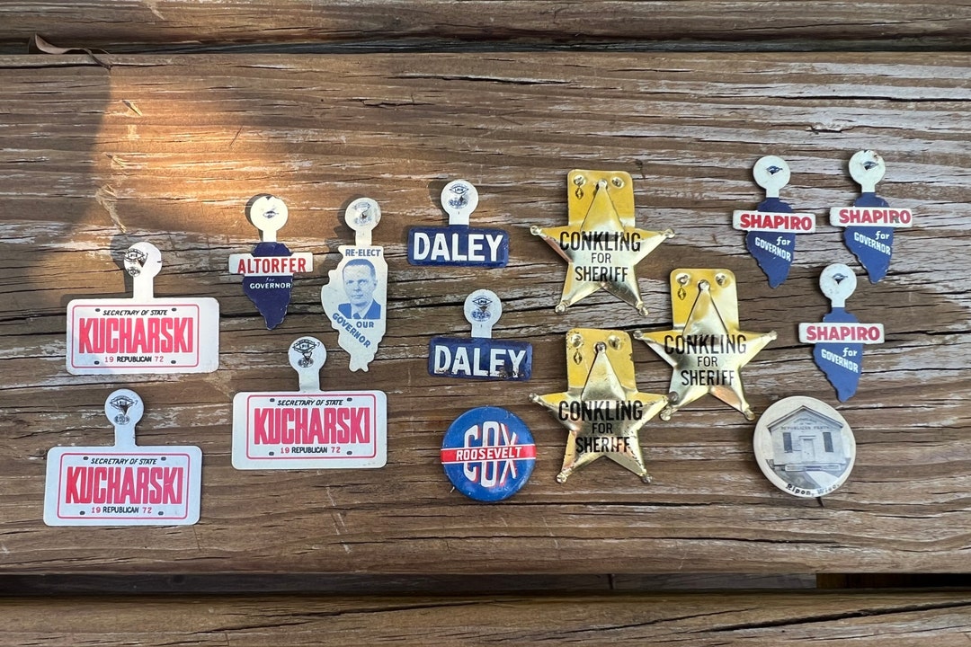 Vintage Political Campaign Pin & Button Lot - Fold Over Tab - Etsy