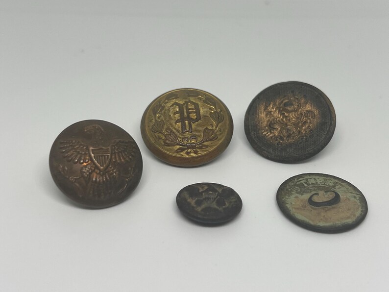 1800s Early 1900s Button Lot. Civil War, Indian War, Police, Flat ...