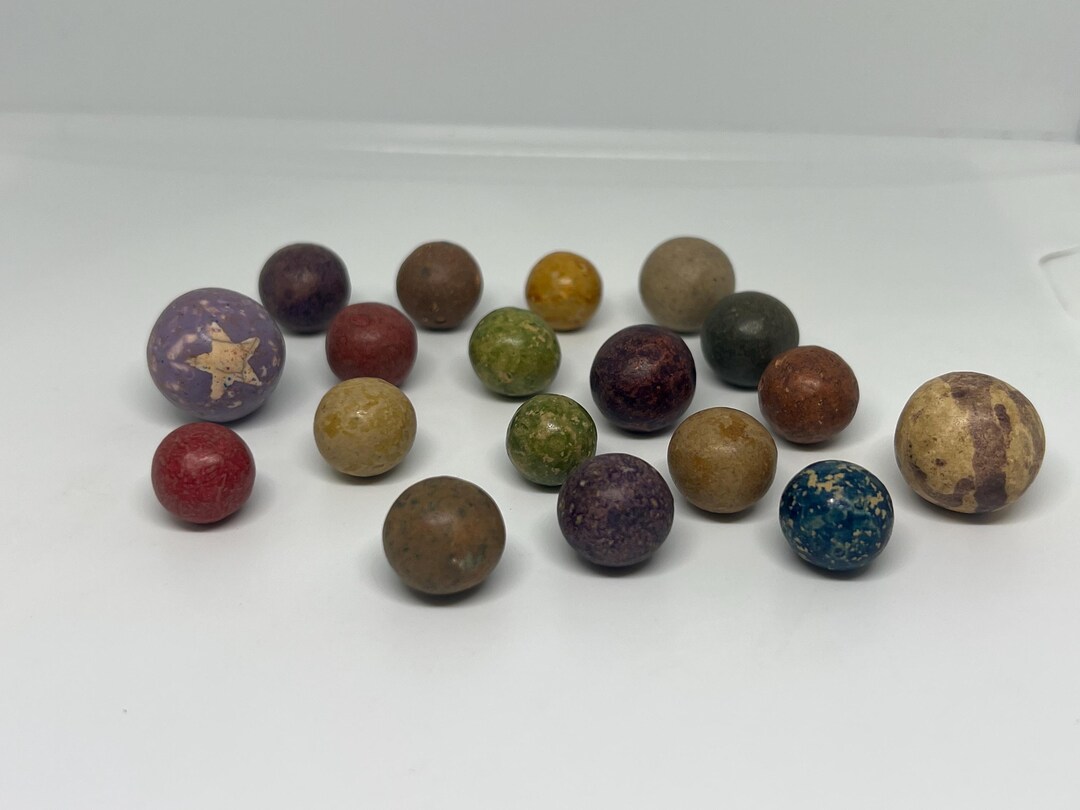 1820-1850s Civil War Era Clay Marbles Original Collectible Antique Game ...