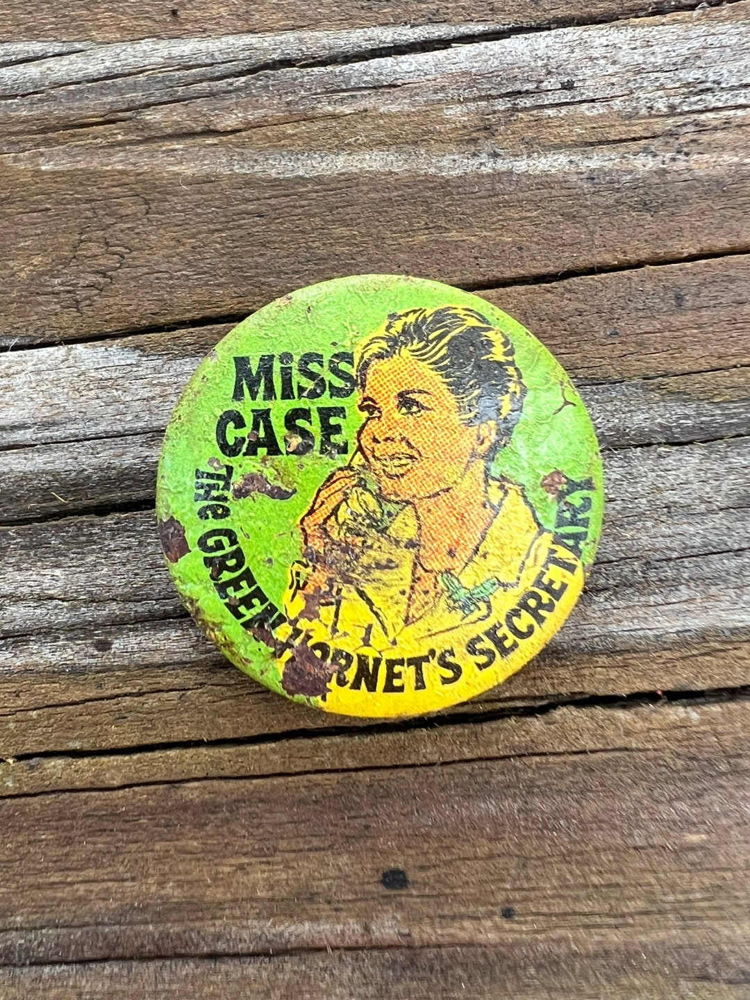 1966 Green Hornet Pin Back Button, Miss Case - Green Duck Co Chicago ...