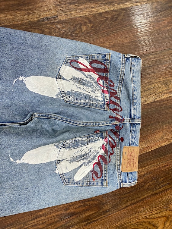rare levi's painted design 501 levis 90s - Gem