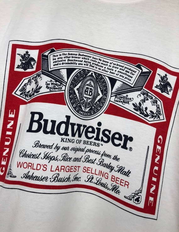 rare budweiser logo 90s king of beer shirt - Gem