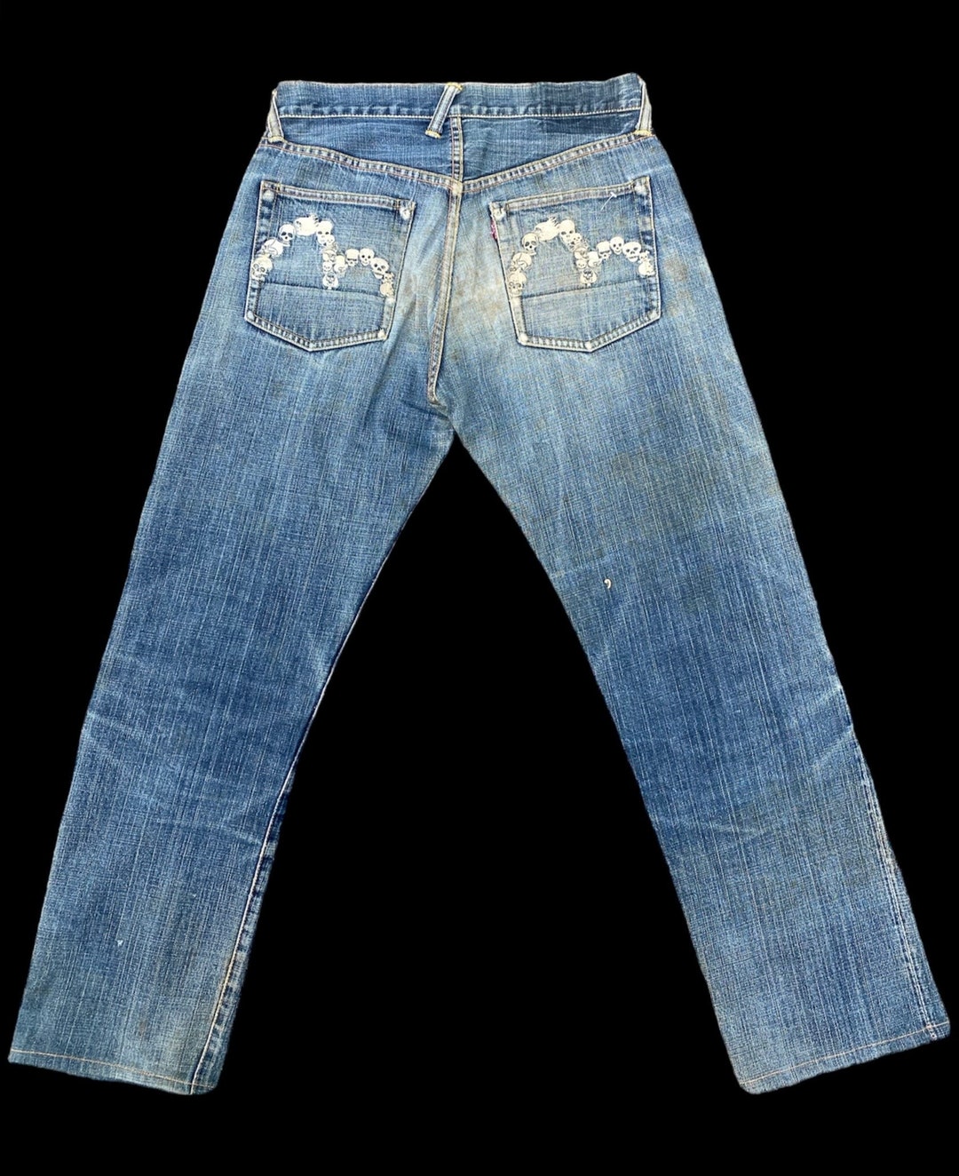 Size 30 Evisu Skull Design Redline Distressed Denime - Etsy UK