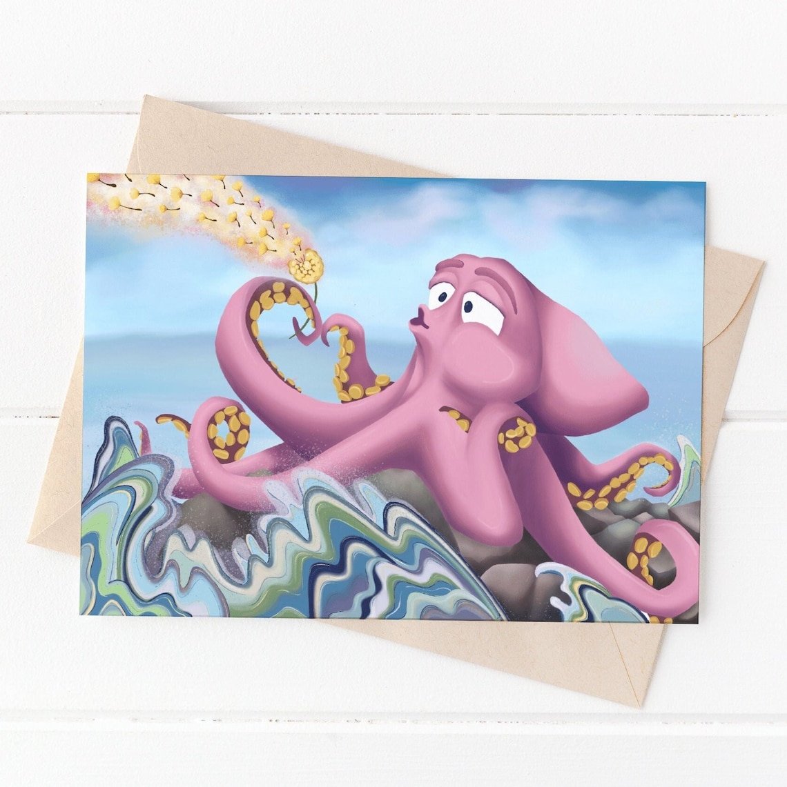 Octopus Greeting Card Birthday Card Hand Drawn Animal - Etsy