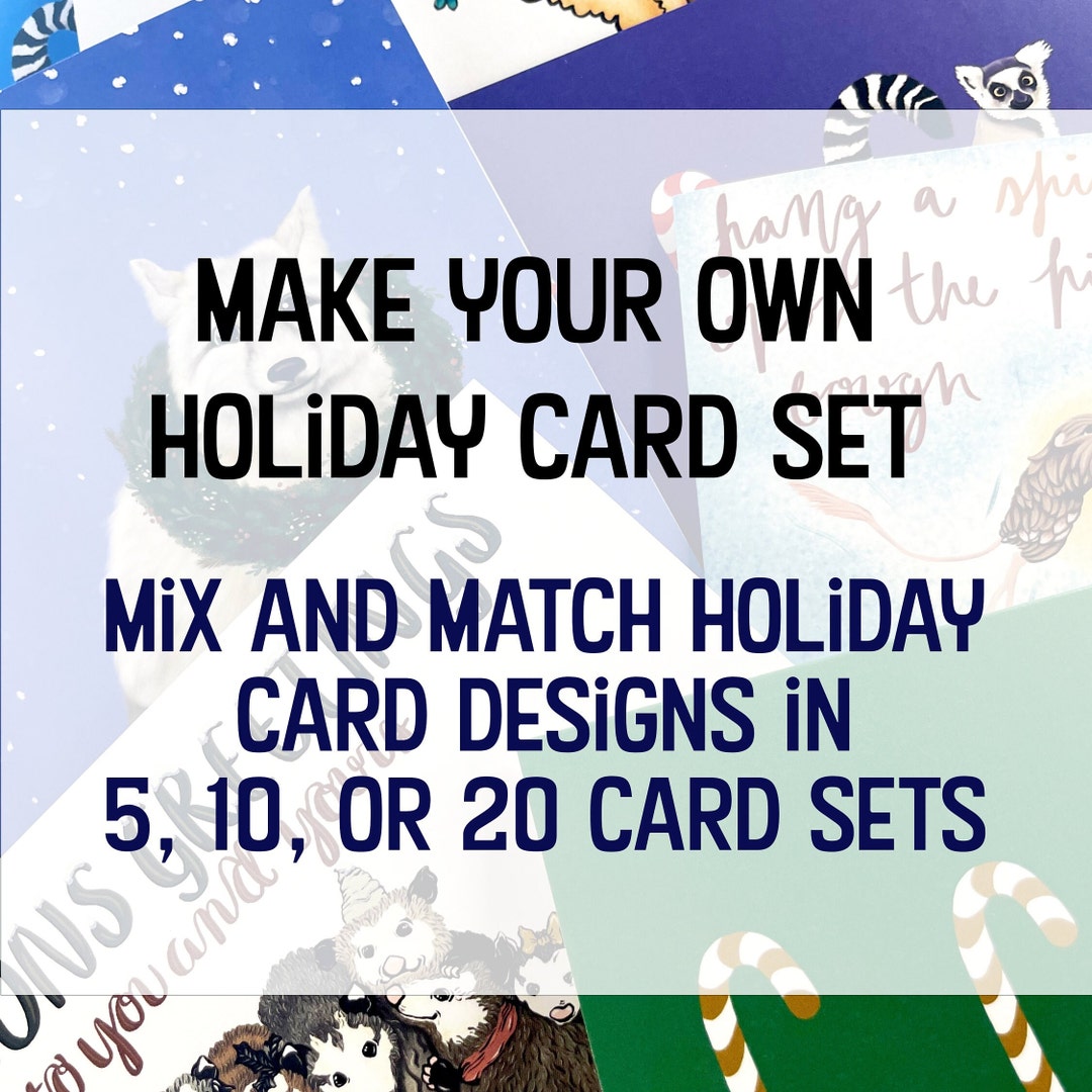 Mix and Match Holiday Card Set: Hand-drawn Animal Cards - Etsy