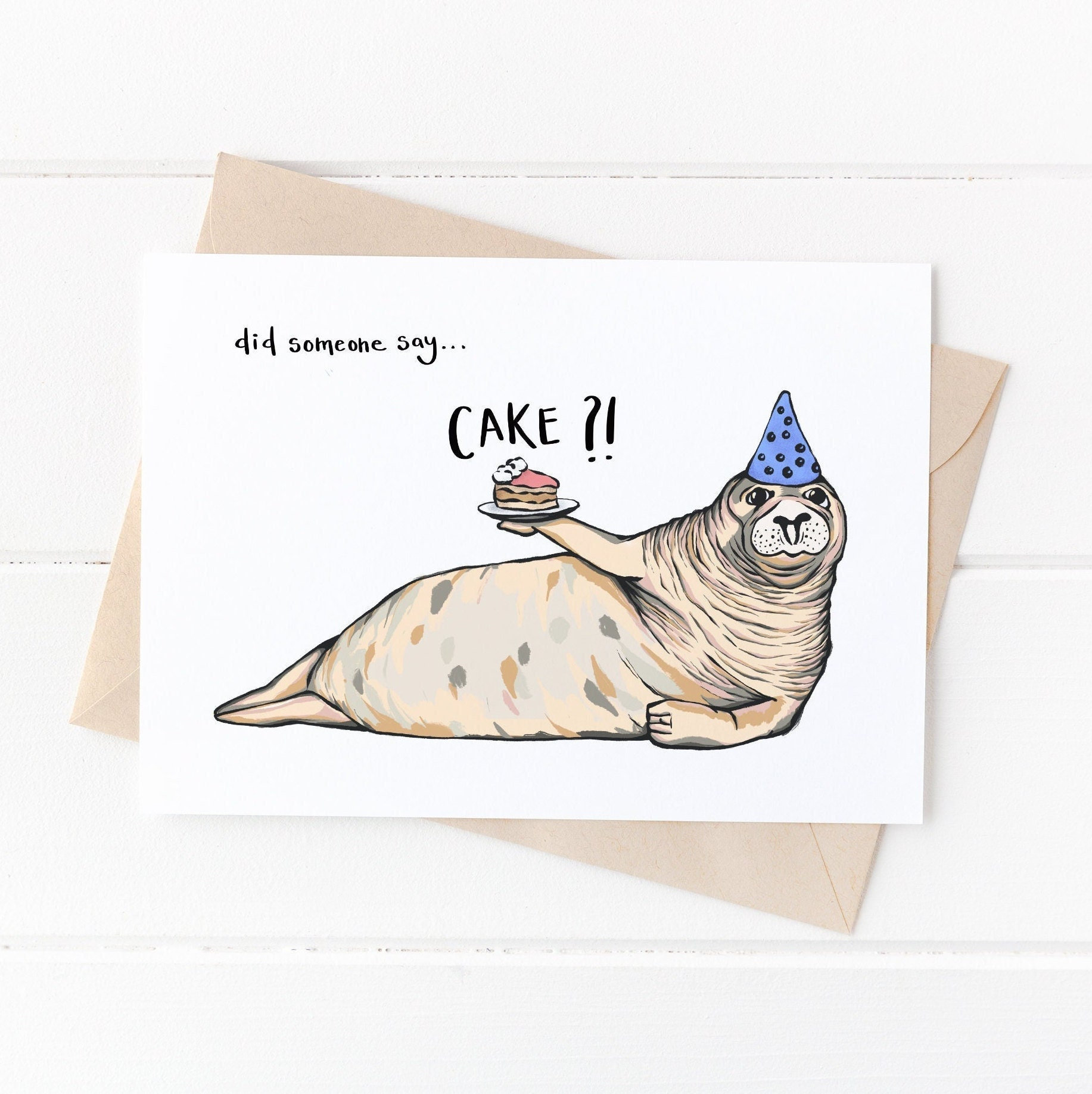 Harbor Seal Greeting Card | Birthday Card | Hand Drawn | Animal ...