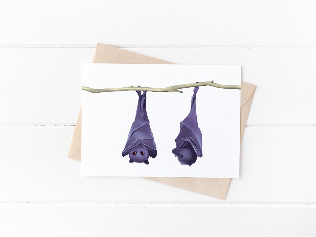 Cute Fruit Bat Valentine | Hand Drawn Greeting Card | Environmentally ...